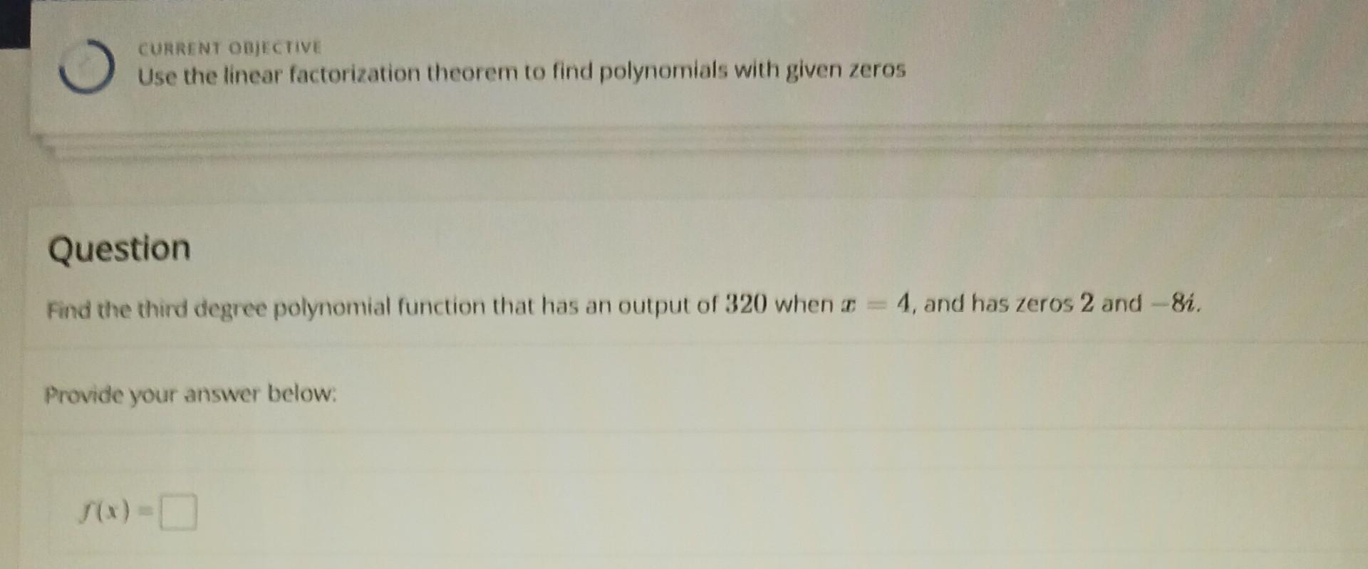 Solved Current Objective Use The Linear Factorization