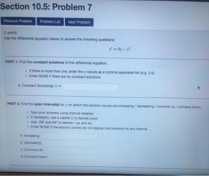 Solved Section 10.5: Problem 7 Previous Problem Problem List | Chegg.com