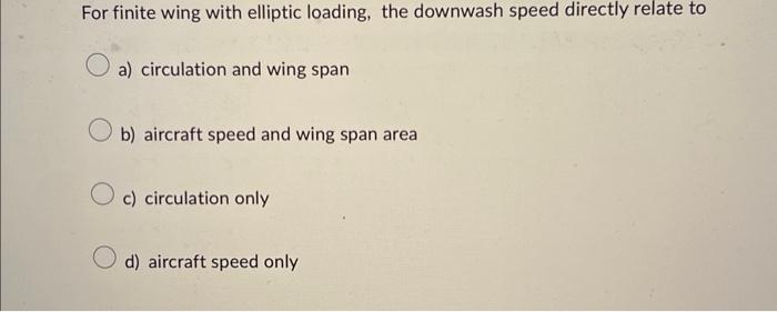 Solved For finite wing with elliptic loading, the downwash | Chegg.com