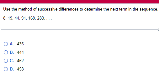 Solved Use the method of successive differences to determine | Chegg.com