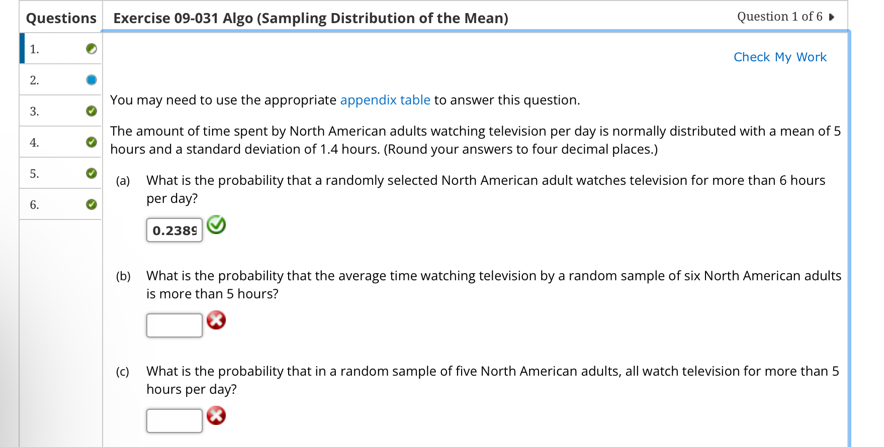 Solved Exercise 09-031 ﻿Algo (Sampling Distribution of the | Chegg.com