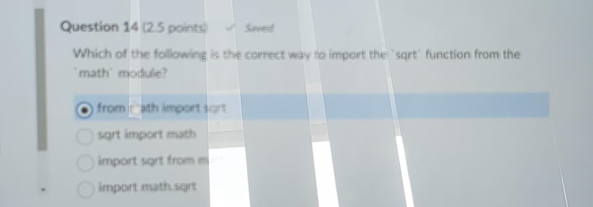 Solved Question 14 (2.5 points) Saved Which of the following | Chegg.com