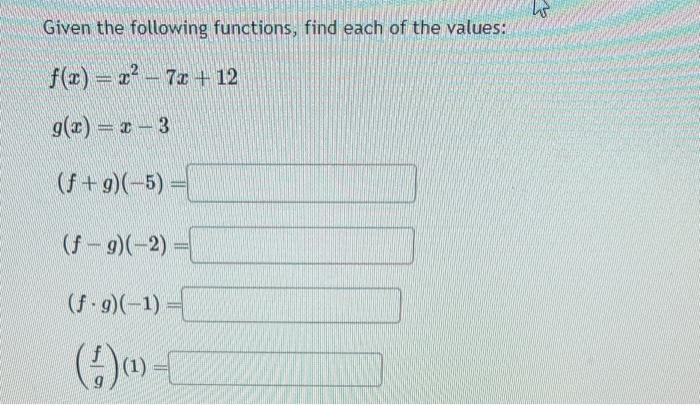 Solved Given the following functions, find each of the | Chegg.com
