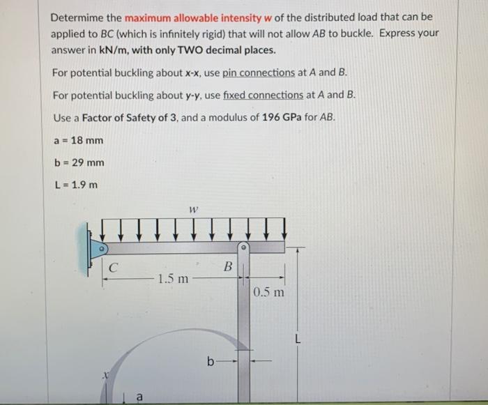 Solved Determime the maximum allowable intensity w of the | Chegg.com
