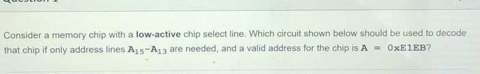 Consider a memory chip with a low-active chip select | Chegg.com