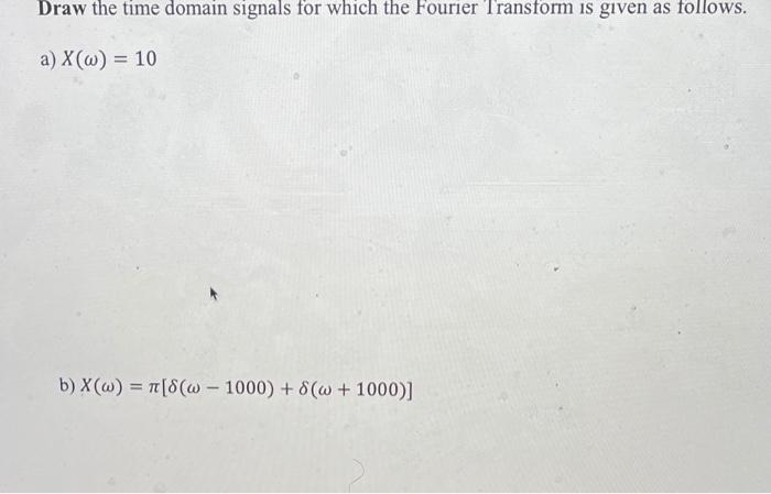Solved Draw the time domain signals for which the Fourier | Chegg.com