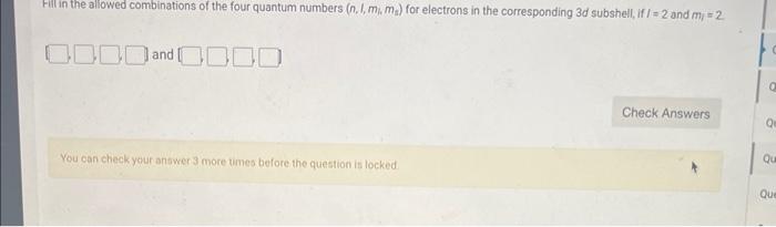 Solved Filin the allowed combinations of the four quantum | Chegg.com