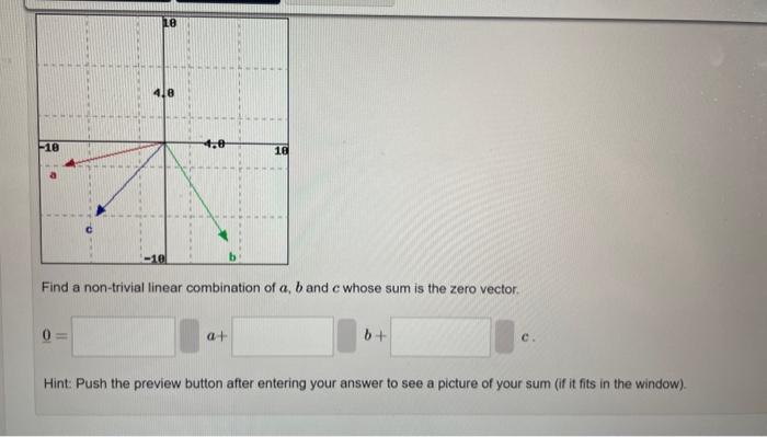 Solved Find a non-trivial linear combination of a,b and c | Chegg.com