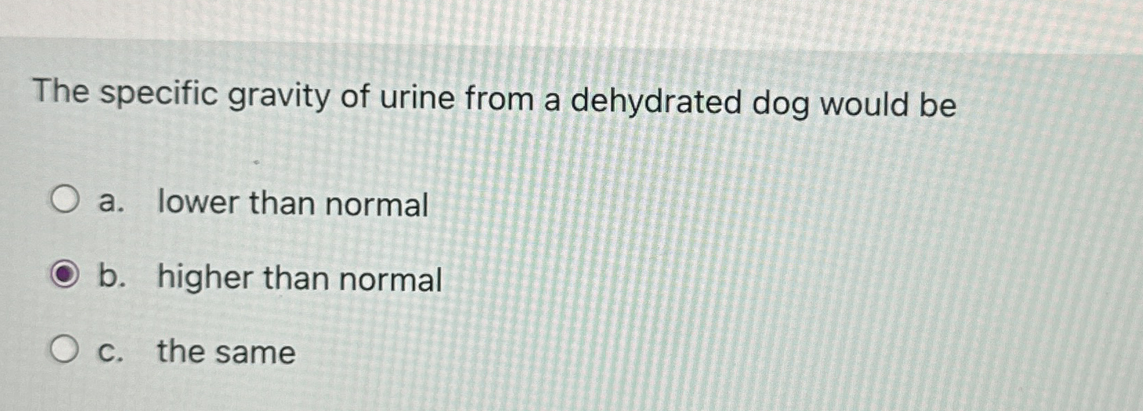 Solved The specific gravity of urine from a dehydrated dog | Chegg.com