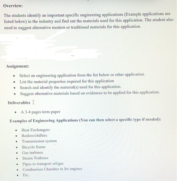 Solved Overview: The students identify an important specific | Chegg.com