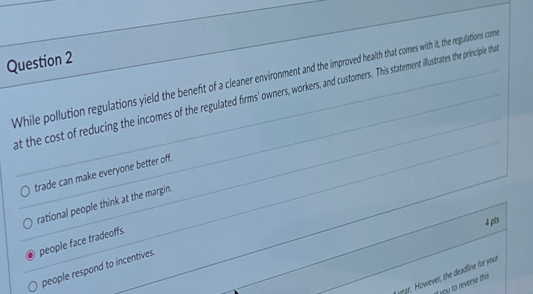 Solved Question 2While pollution regulations yield the | Chegg.com