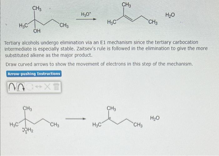 Solved CH3 H₂O* H₂O H₂C CH3 H3C CH3 OH Tertiary alcohols | Chegg.com