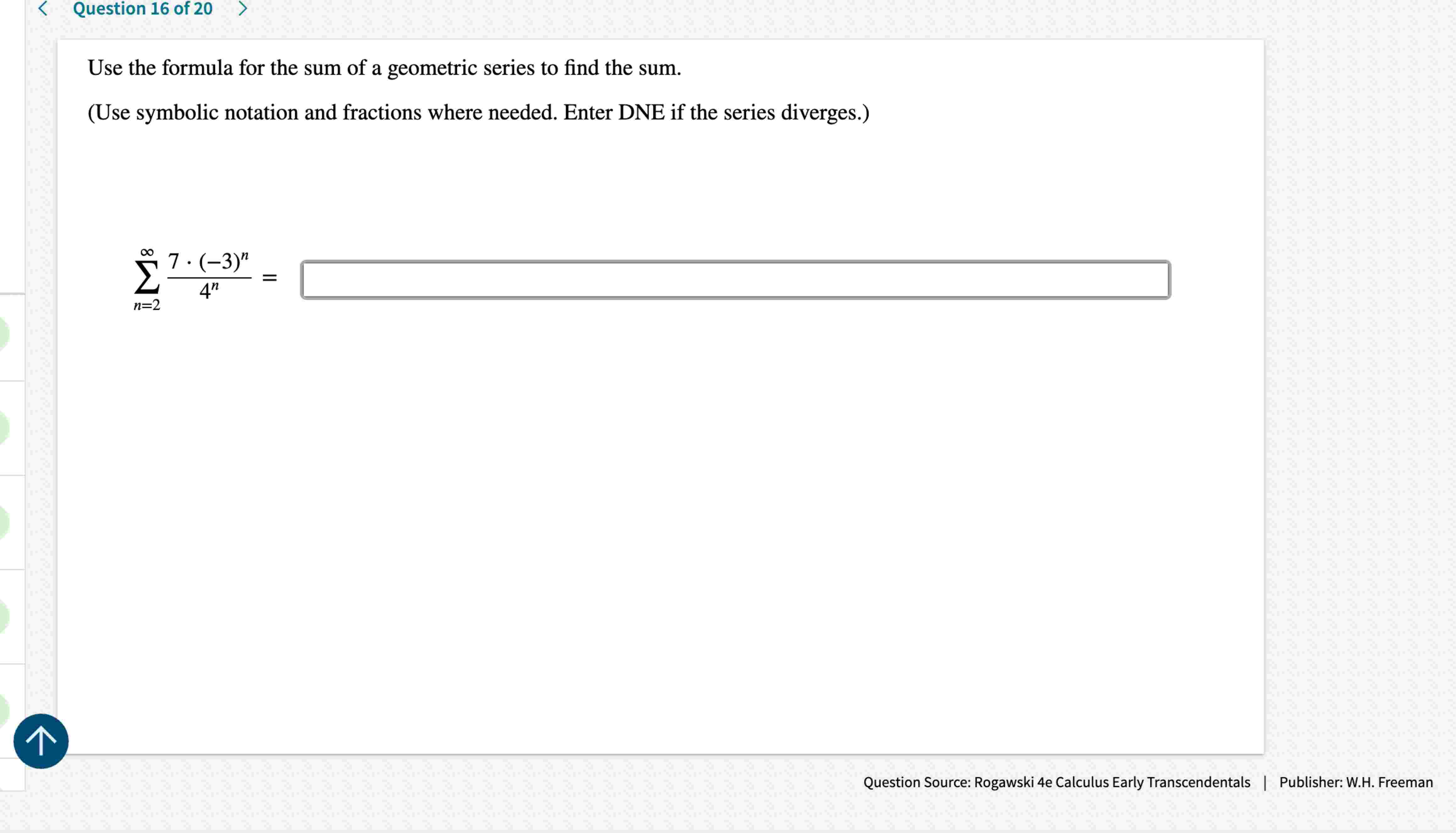 Solved Question 16 of 20Use the formula for the sum of ﻿a | Chegg.com