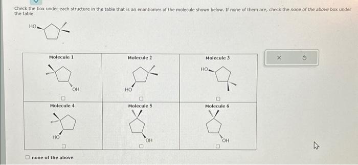 Solved Check the box under each structure in the table that | Chegg.com