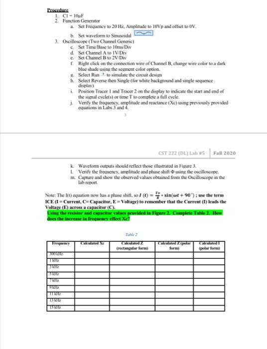 Solved Rrocedurs 1. Cl−10 F 2. Function Generator a. Set | Chegg.com