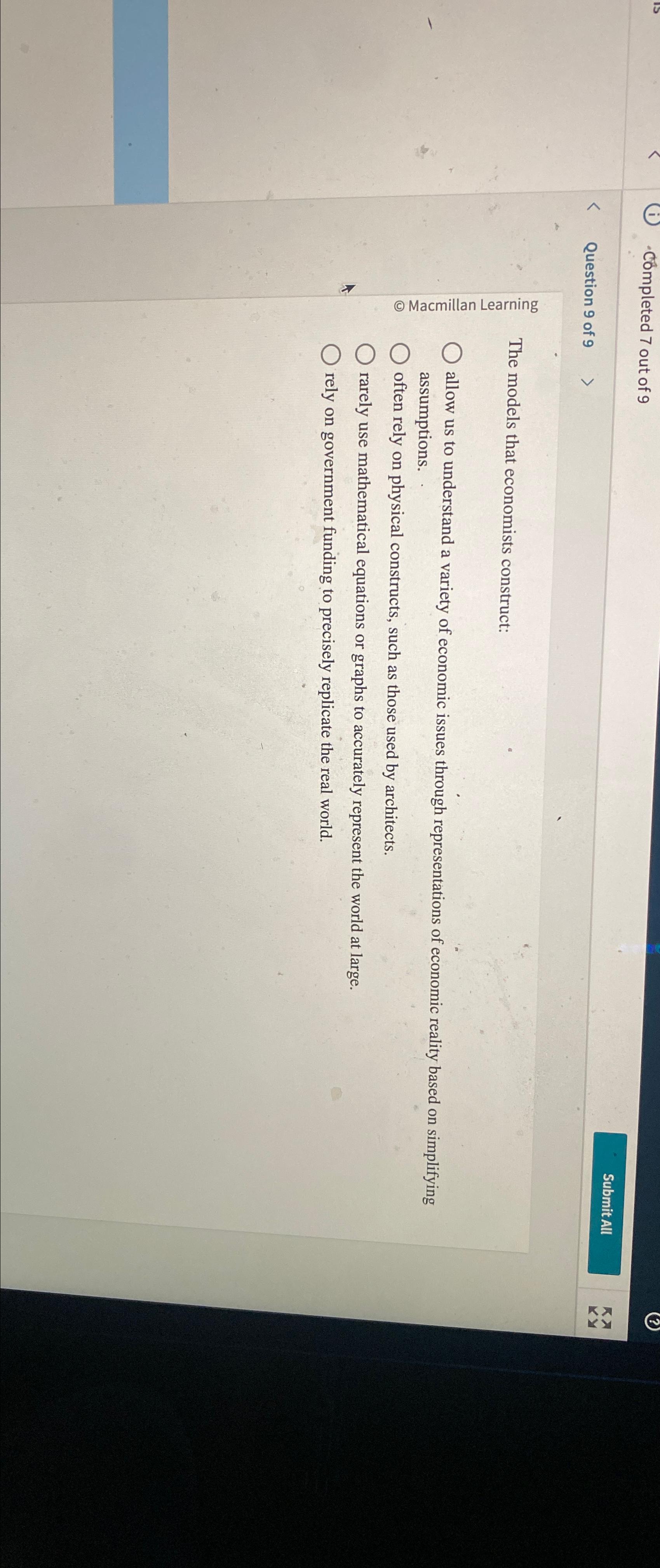 Solved Cômpleted 7 ﻿out of 9Question 9 ﻿of 9The models that | Chegg.com
