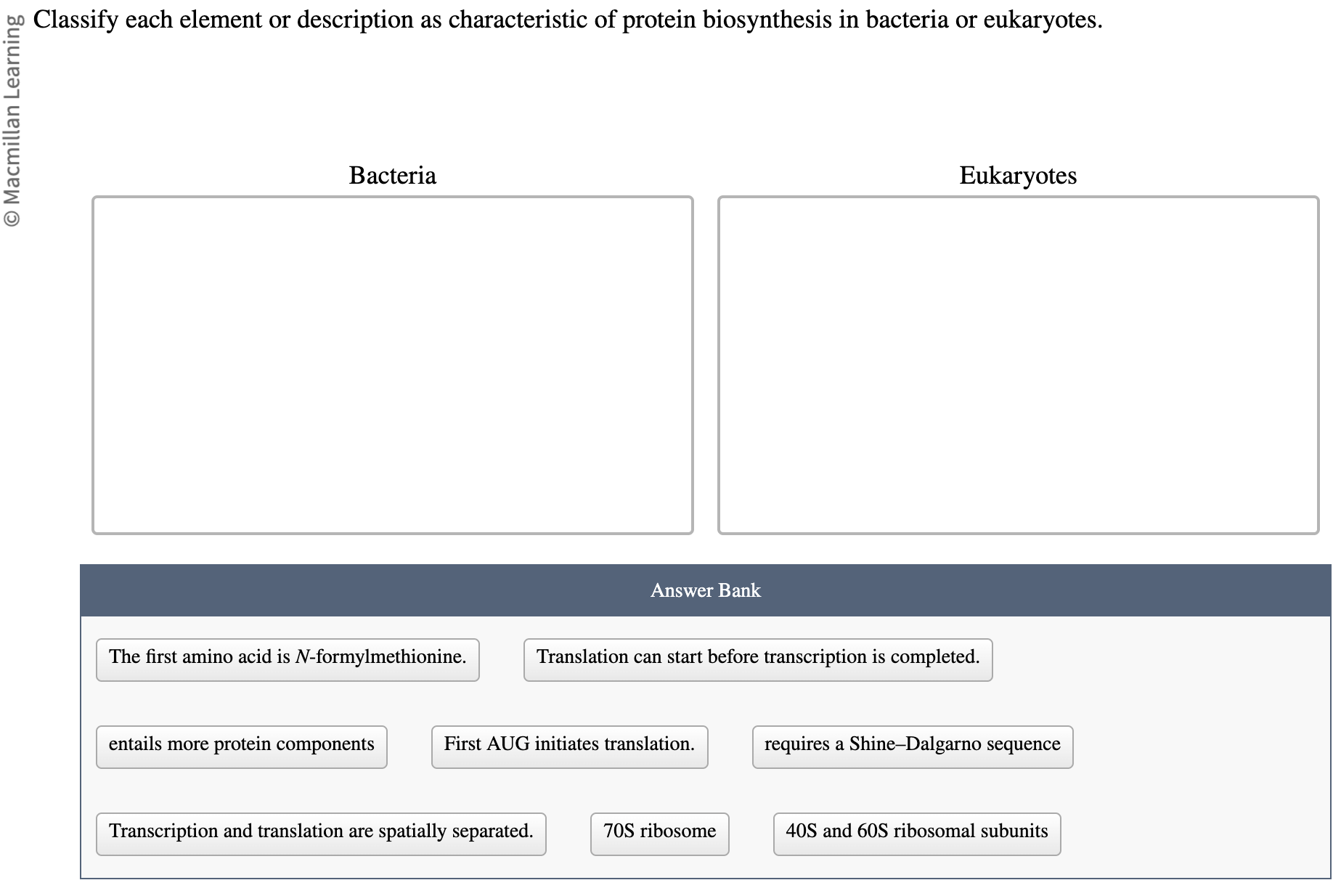 Solved Classify each element or description as | Chegg.com