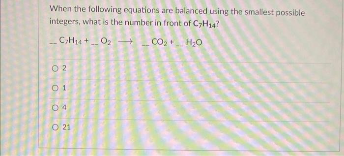 Solved When the following equations are balanced using the | Chegg.com