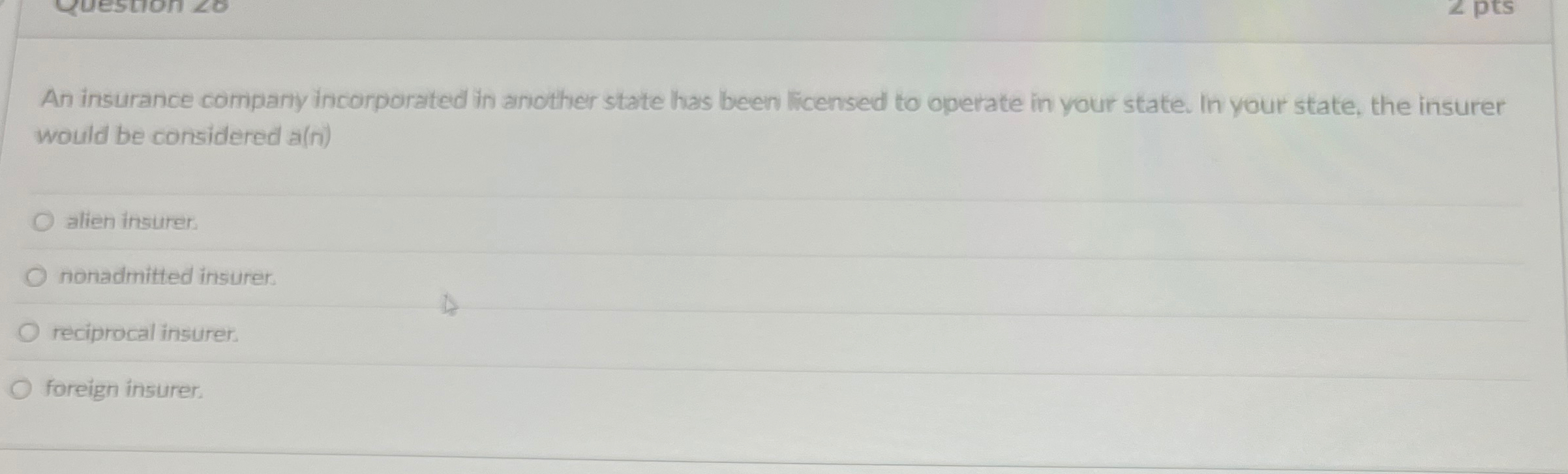 Solved An insurance company incorporated in another state | Chegg.com