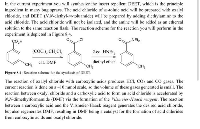 Solved this question is regarding the synthesis of DEET | Chegg.com