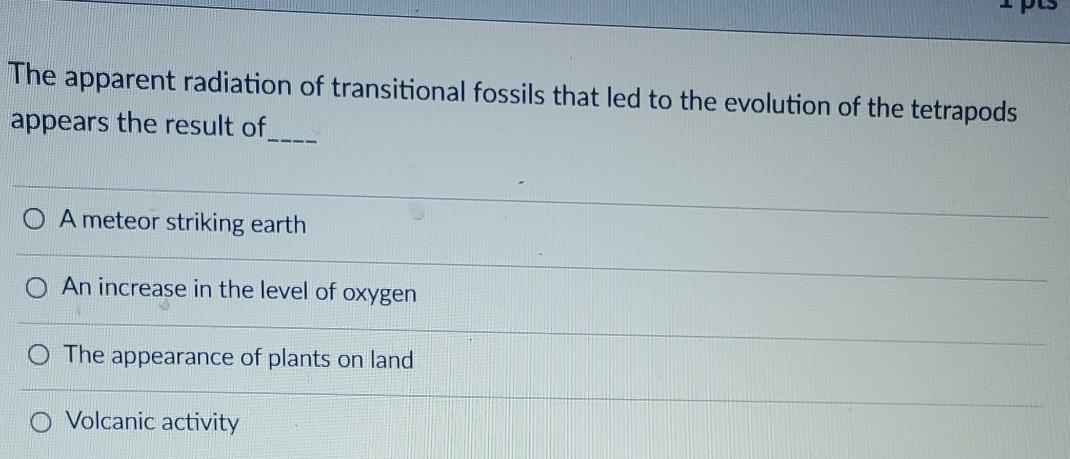 Solved The apparent radiation of transitional fossils that | Chegg.com