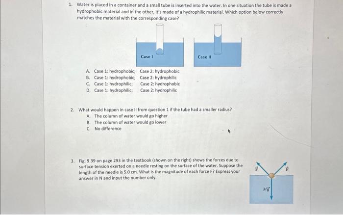 Solved 1. Water is placed in a container and a small tube is | Chegg.com