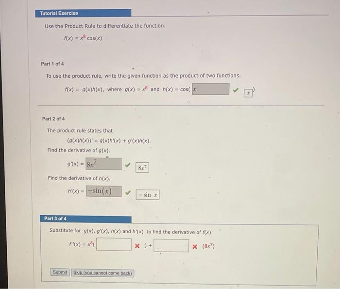 Solved Tutorial Exercise Use the Product Rule to | Chegg.com