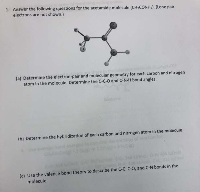 Solved 1. Answer the following questions for the acetamide | Chegg.com