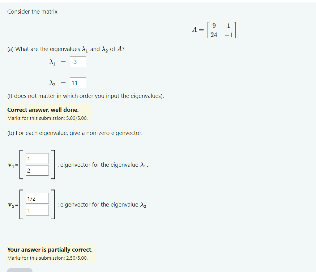 Solved Consider the matrixA=[9124-1](a) ﻿What are the | Chegg.com