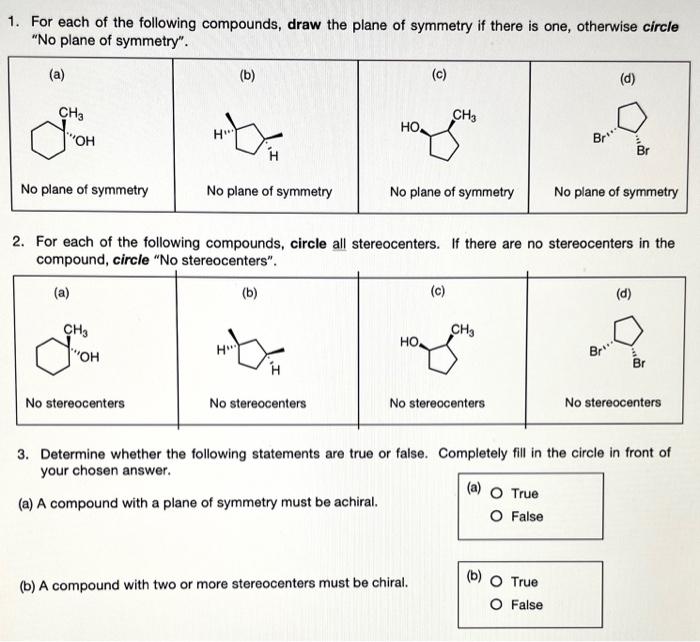 Solved 1. For each of the following compounds, draw the | Chegg.com