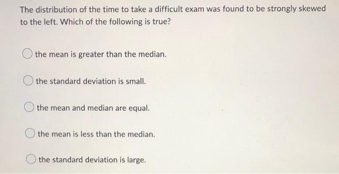 Solved The distribution of the time to take a difficult exam | Chegg.com
