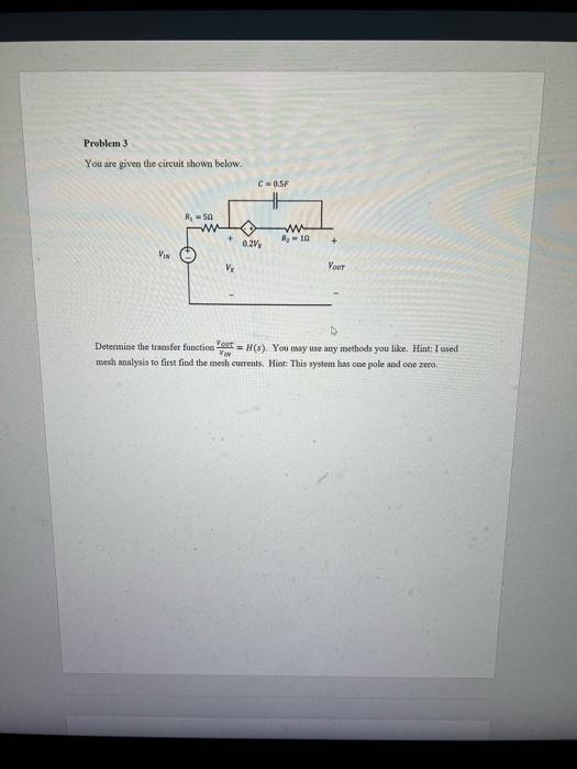 Solved You are given the circuit shown below. Detennise the | Chegg.com