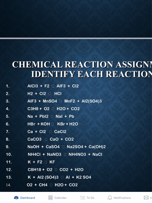 Solved CHEMICAL REACTION ASSIGN IDENTIFY EACH REACTION AICI3 | Chegg.com