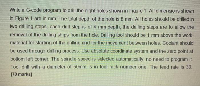 Solved Write a G-code program to drill the eight holes shown | Chegg.com