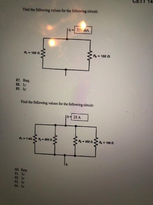 Solved Find the following values for the following circuit: | Chegg.com
