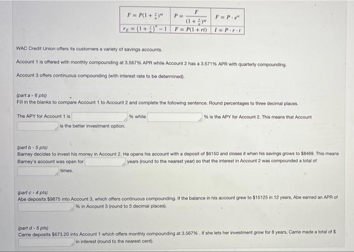 Solved F = P(1 + )" FP. F P (1 + F = P(1 + r) e = (1+ A-1 1 | Chegg.com