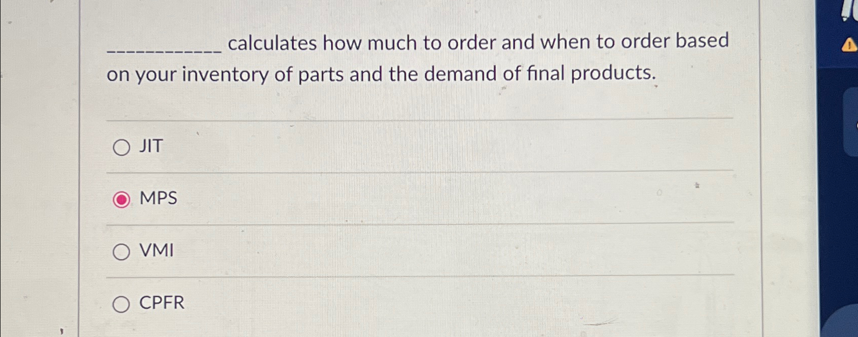 Solved calculates how much to order and when to order based | Chegg.com
