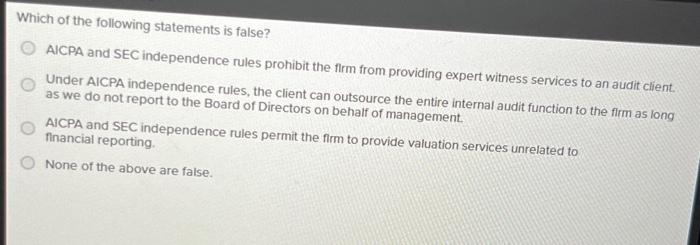 Solved Which of the following statements is false? AICPA and | Chegg.com