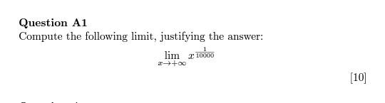 Solved Question A1 Compute the following limit, justifying | Chegg.com
