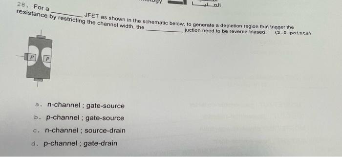 Solved 28. For a resistance by restricting the as shown in | Chegg.com