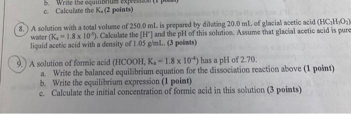 Solved 8.) A solution with a total volume of 250.0 mL is | Chegg.com