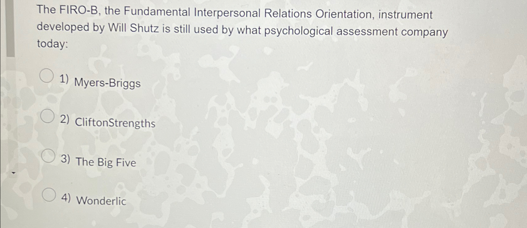 Solved The FIRO-B, ﻿the Fundamental Interpersonal Relations | Chegg.com
