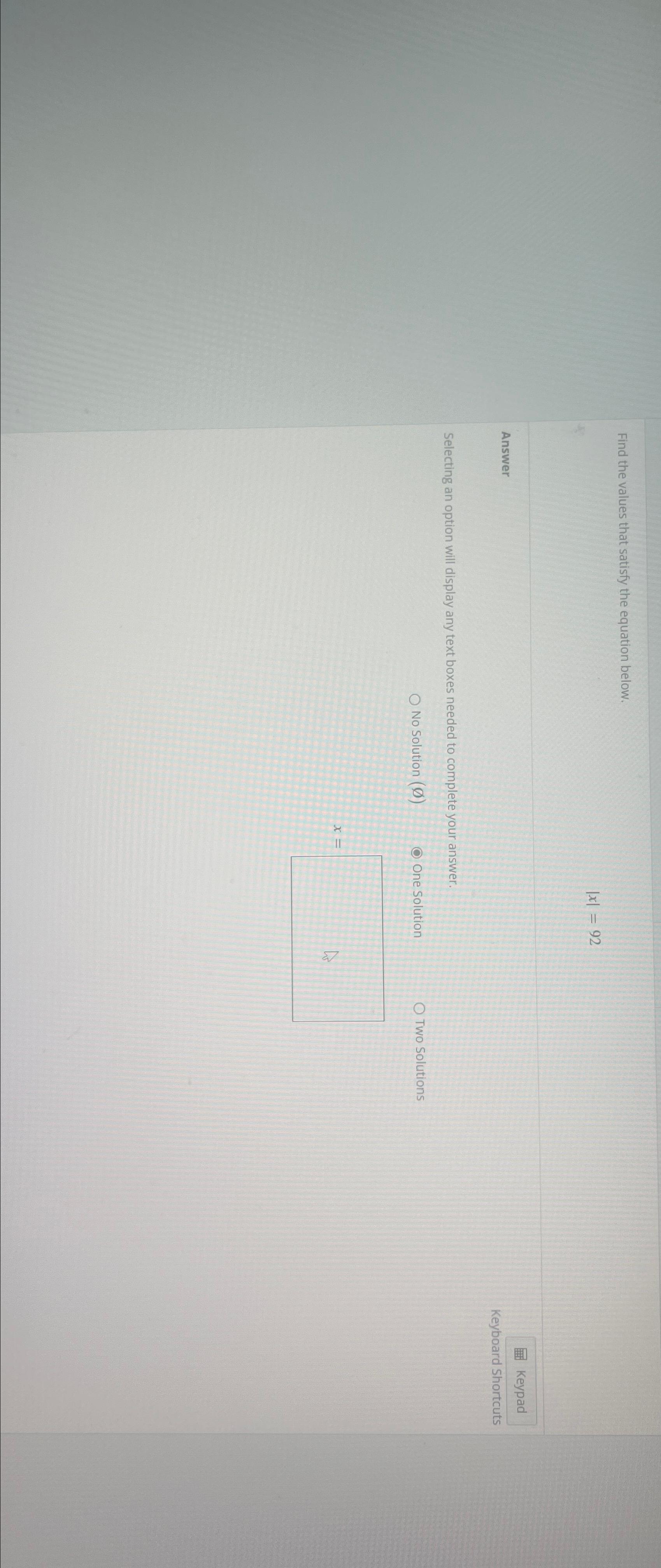 Solved Find the values that satisfy the equation | Chegg.com