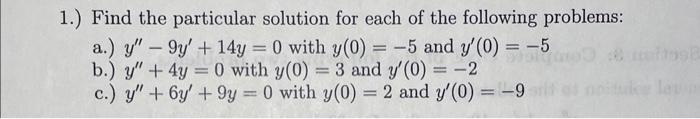 Solved Find the particular solution for each of the | Chegg.com