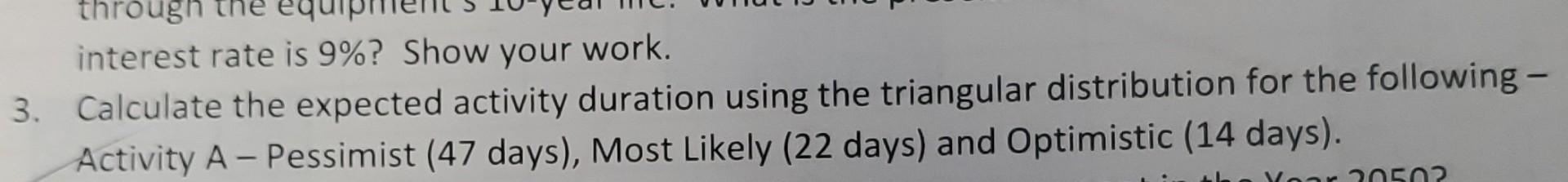Solved interest rate is 9% ? Show your work. 3. Calculate | Chegg.com