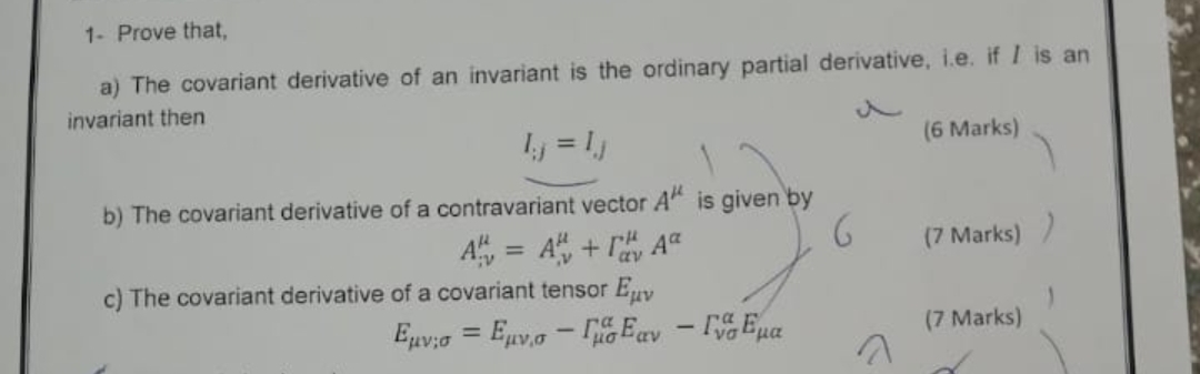 Solved Prove that,a) ﻿The covariant derivative of an | Chegg.com