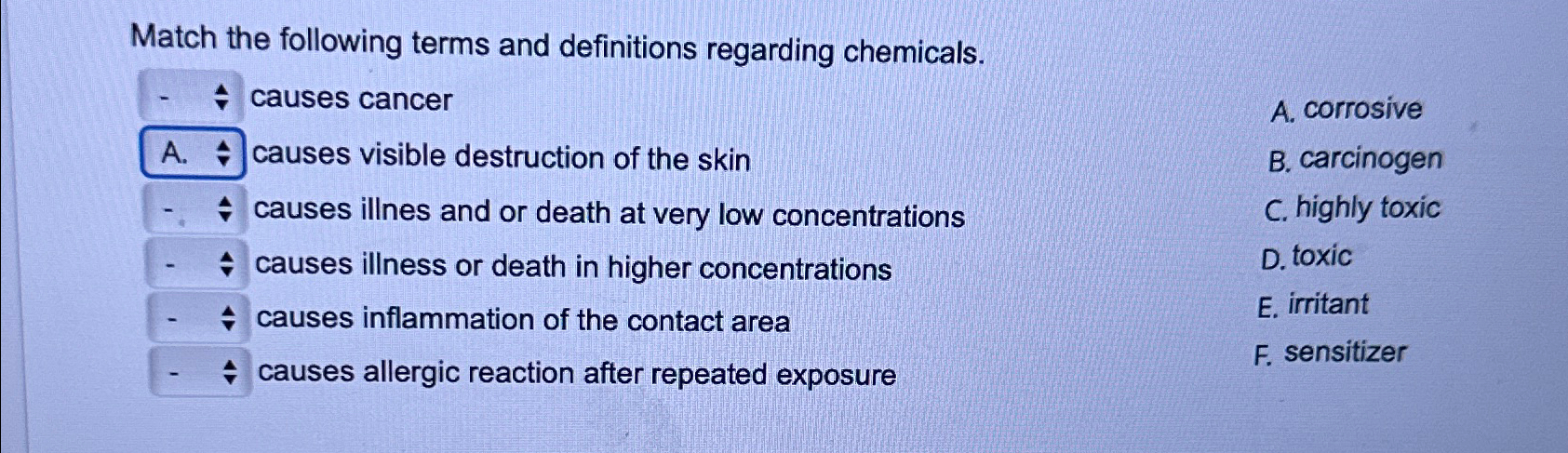 Solved Match the following terms and definitions regarding | Chegg.com