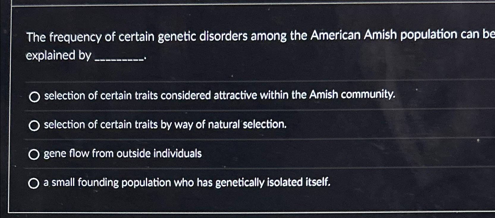 Solved The frequency of certain genetic disorders among the | Chegg.com