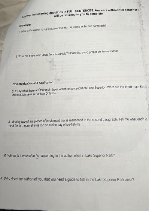 Reading Task: "lce F ishing L ike Superior Park" | Chegg.com