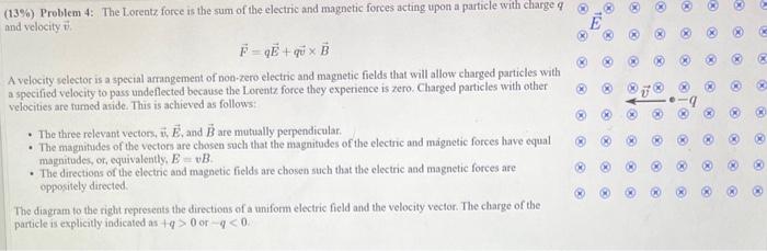Solved (13\%) Problem 4: The Lorentz, force is the sum of | Chegg.com
